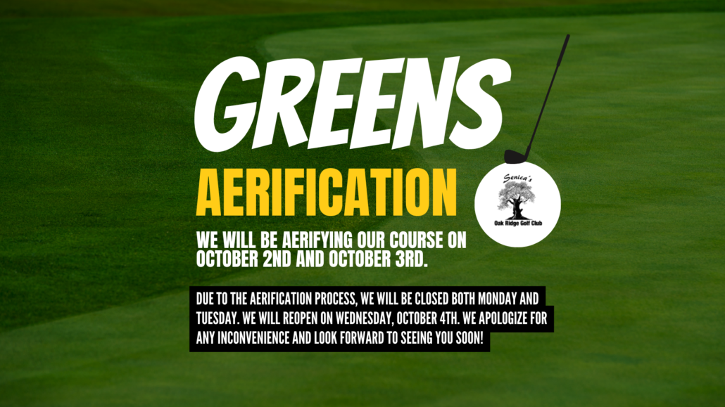 Course Aerification - Senica’s Oak Ridge Golf Club